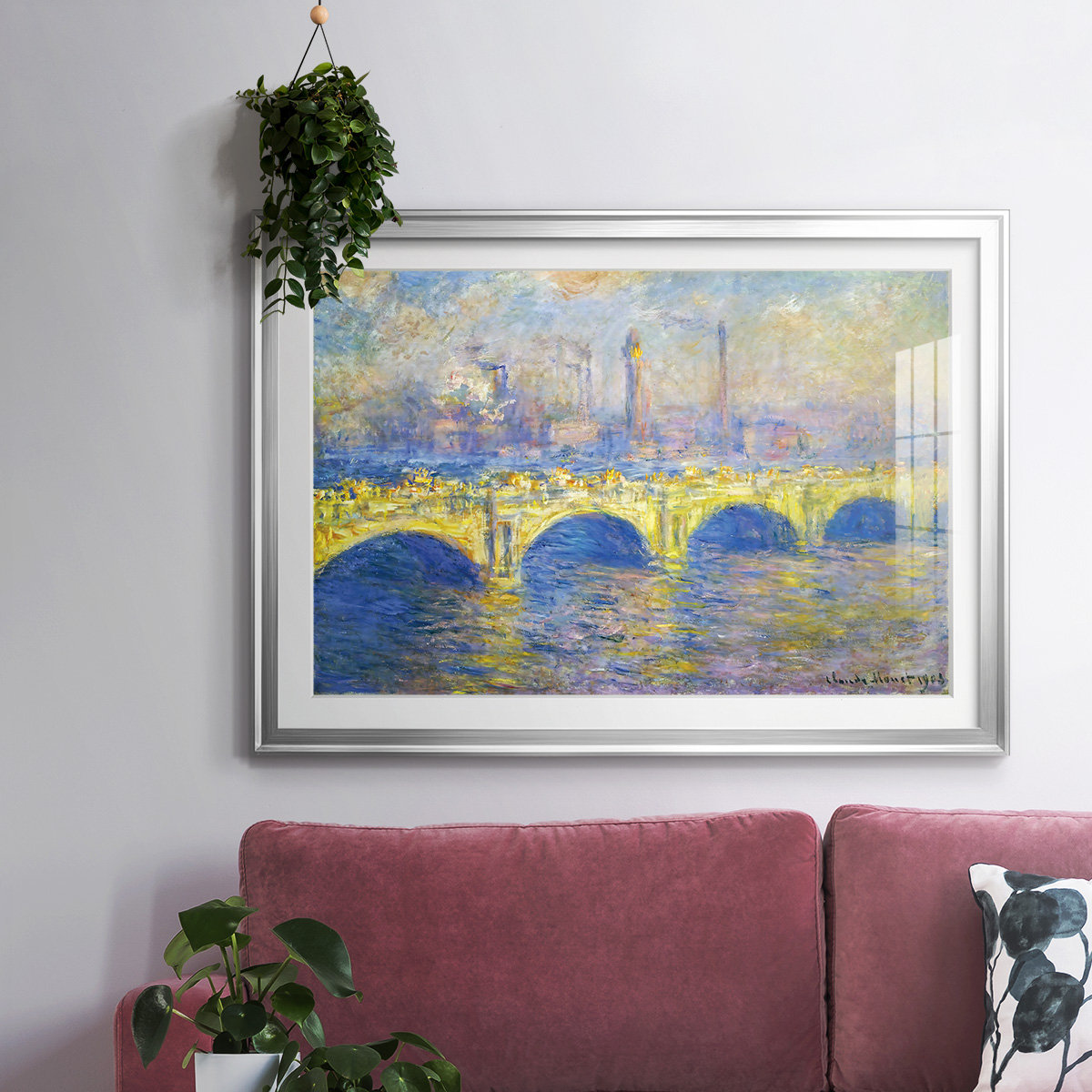 Highland Dunes Waterloo Bridge, Sunlight Effect, 1903 02-FramedFramed Print W Beveled Matt and ...
